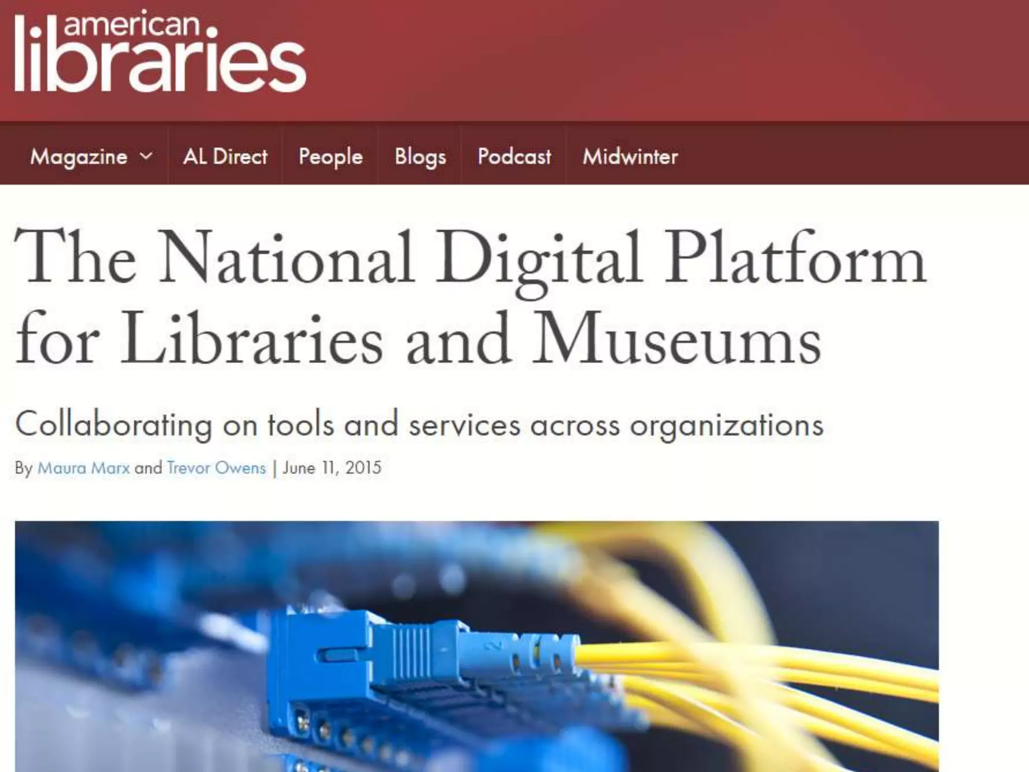 Digital Infrastructures that Embody Library Principles: The IMLS ...
