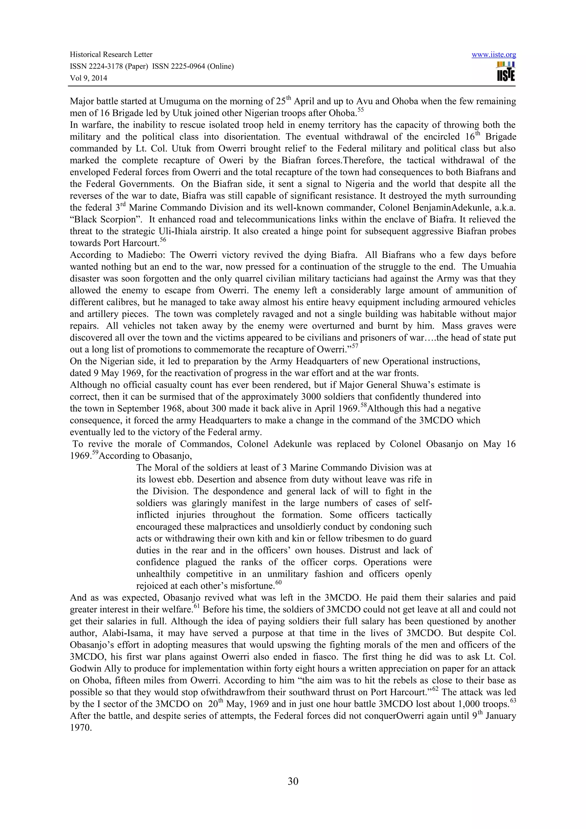 Owerri in the nigerian civil war 1967 1970 | PDF