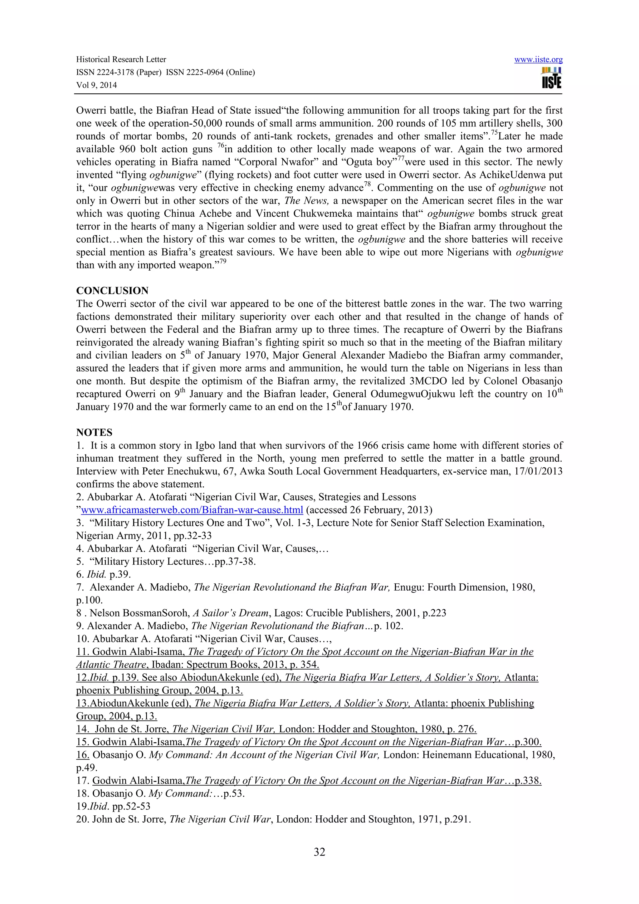 Owerri in the nigerian civil war 1967 1970 | PDF