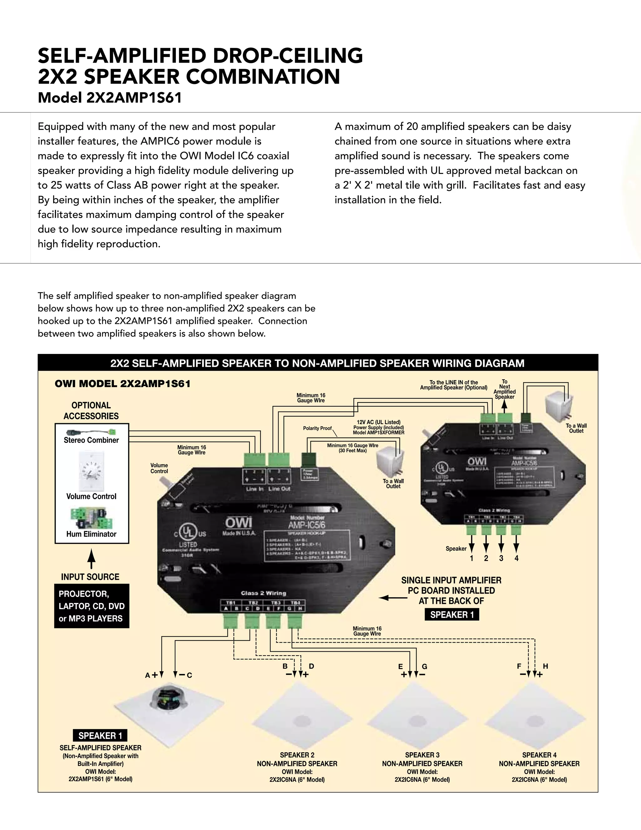 Owi catalog 2 x2 amplified drop ceiling speakers | PDF