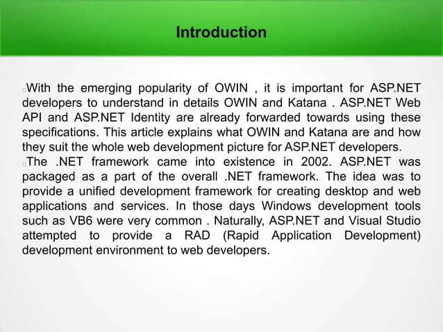 Owin and katana overview | PPTX