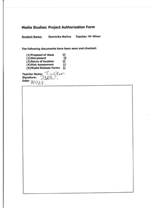 Project Authorisation Form | PDF