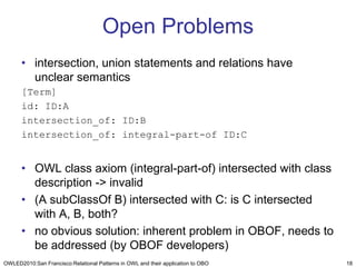 Relational Patterns in OWL and their application to OBO | PPTX | Databases | Computer Software ...