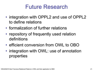 Relational Patterns in OWL and their application to OBO | PPTX | Databases | Computer Software ...