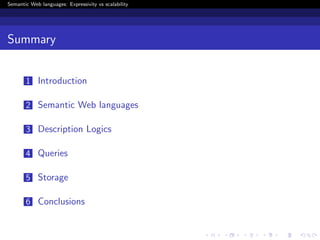 Semantic Web languages: Expressivity vs scalability | PPT