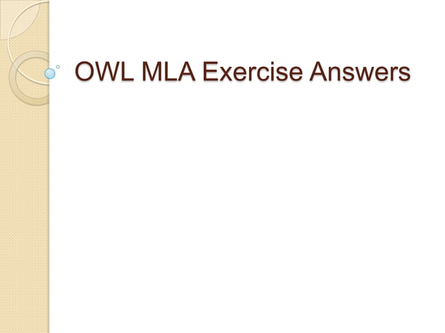 Owl Mla Exercise Answers | PPTX