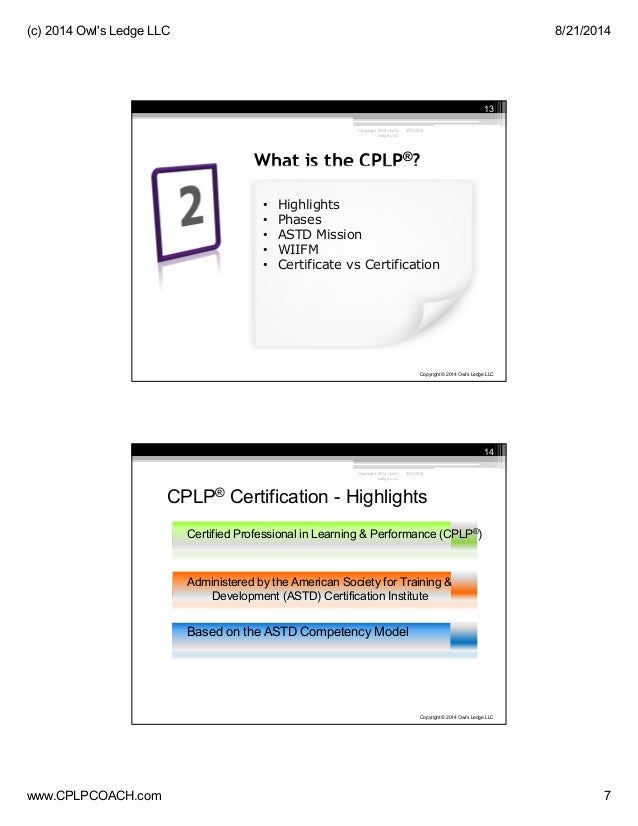 Certified Professional in Learning & Performance (CPLP) 2014 Boot Cam…