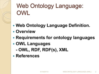 Owl web ontology language | PPTX