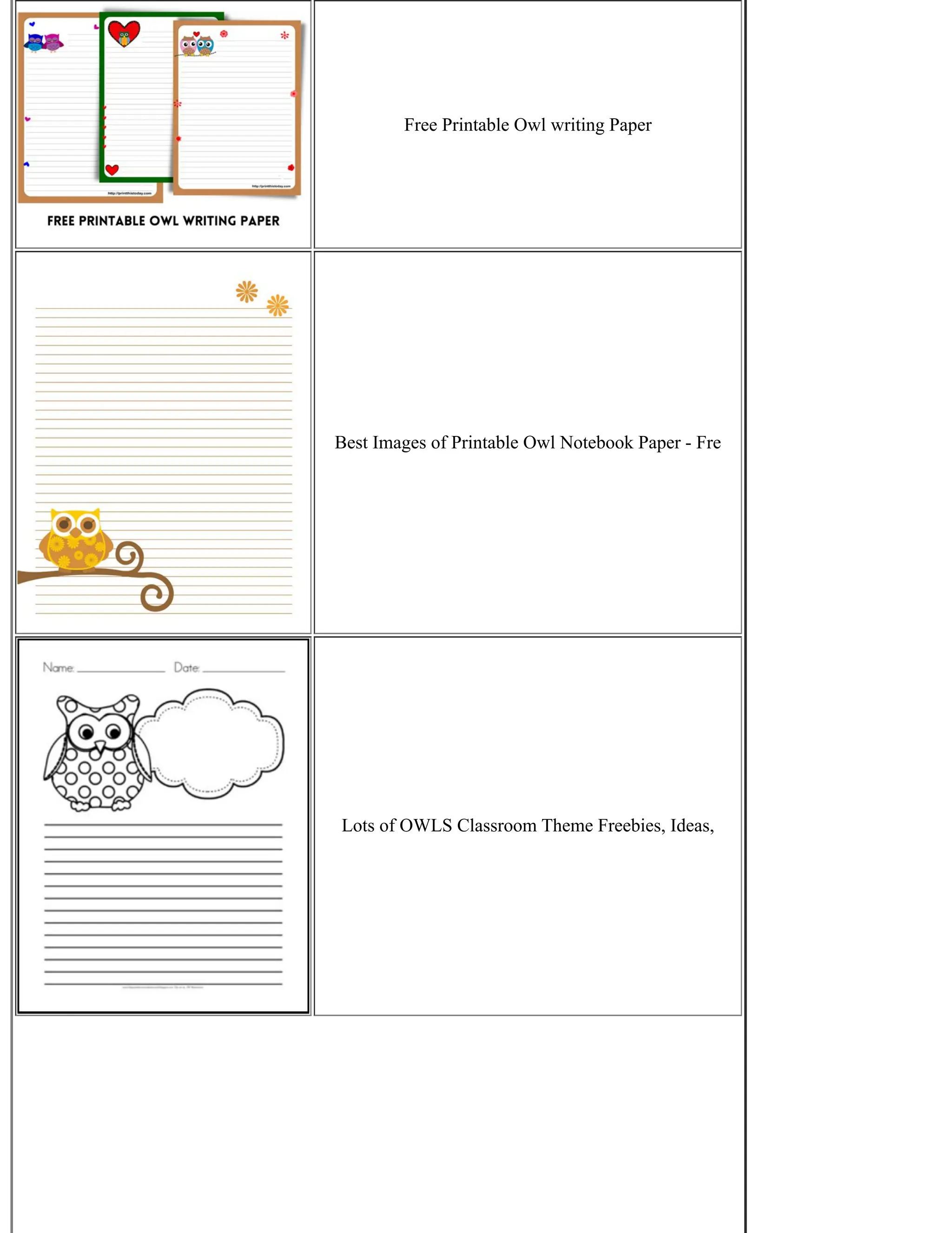 Owl Writing Paper | PDF