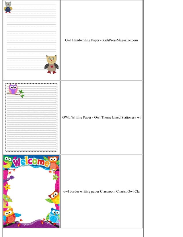 Owl Writing Paper | PDF