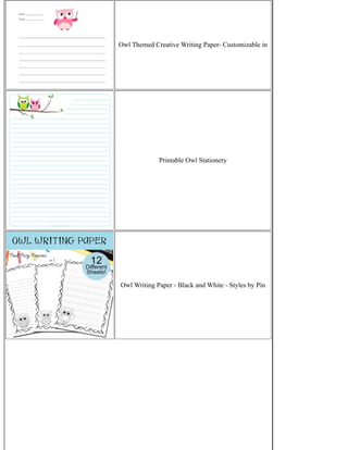 Owl Writing Paper | PDF
