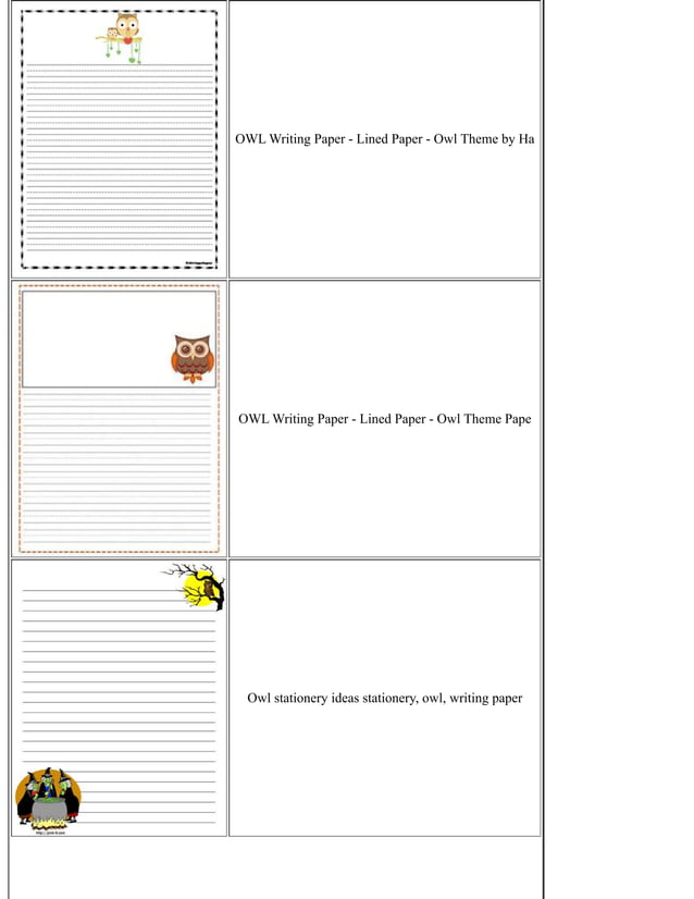 Owl Writing Paper | PDF