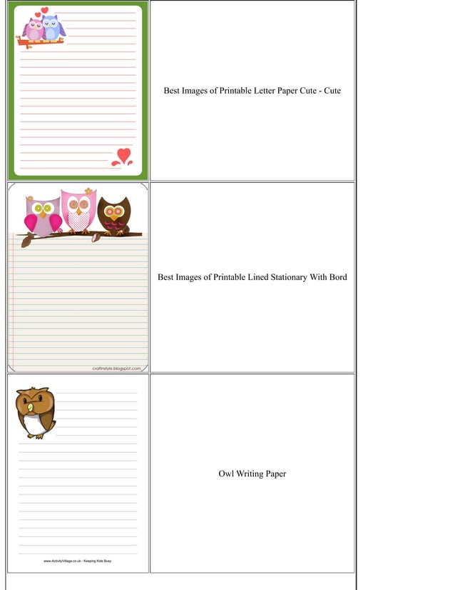 Owl Writing Paper | PDF