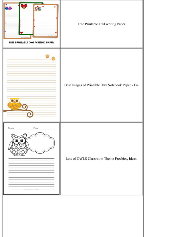 Owl Writing Paper | PDF