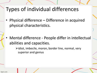 Principles of Individual Differences | PPTX