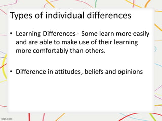Principles of Individual Differences | PPTX