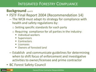 Forest Safety—Owner/ Prime Contractor Responsibilities | PPTX