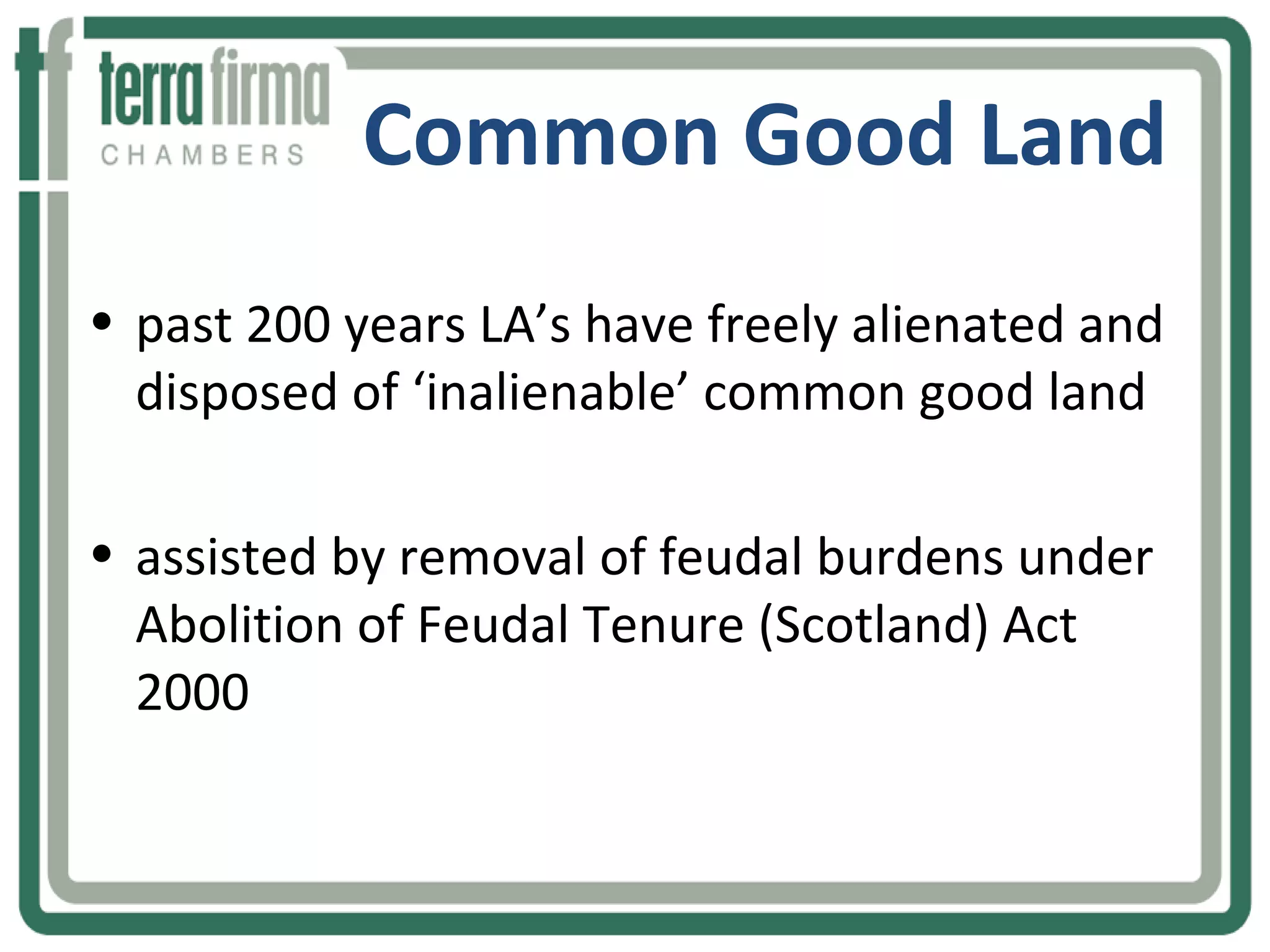Ownerless land and common good land | PPT