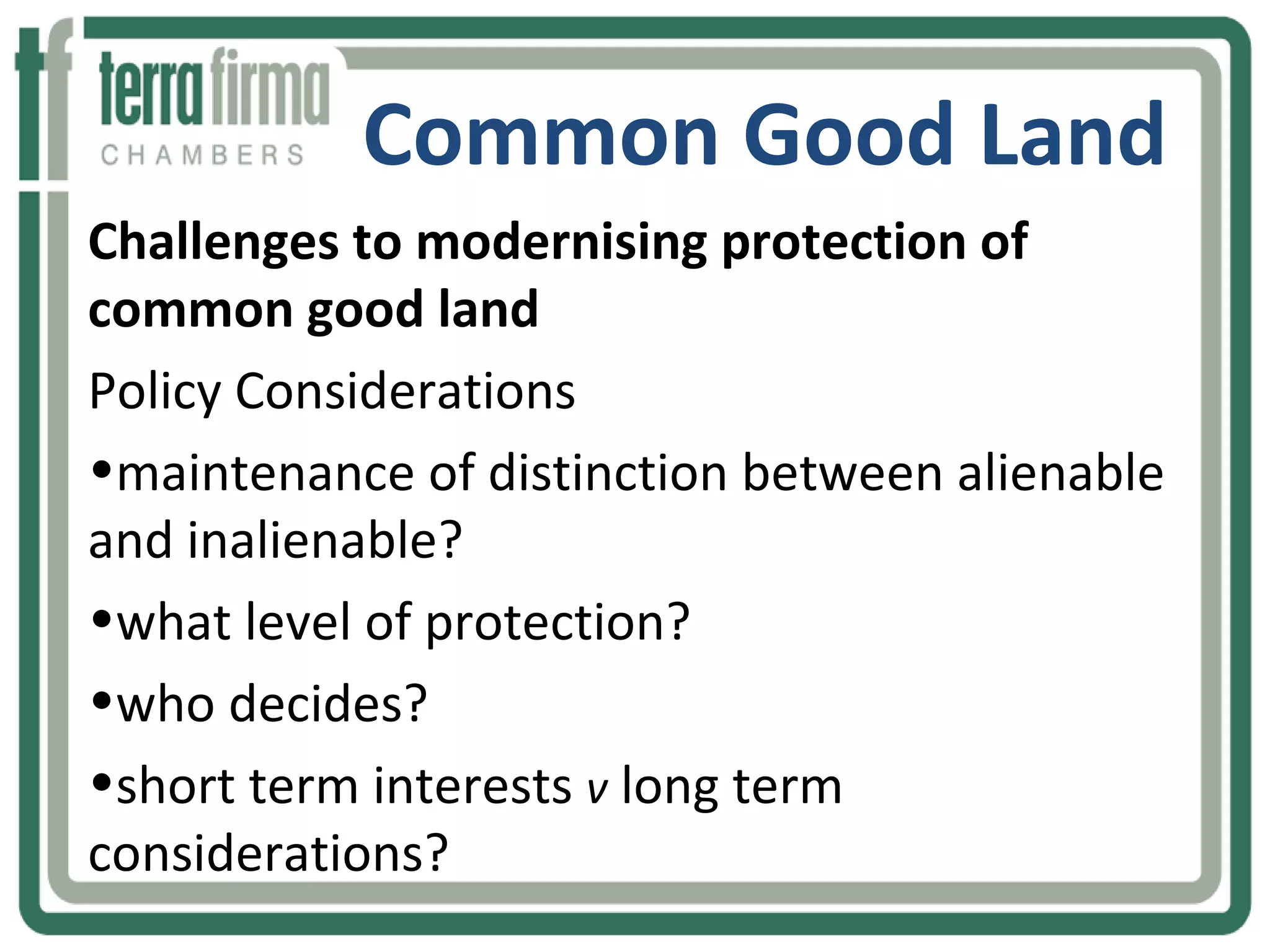 Ownerless land and common good land | PPT