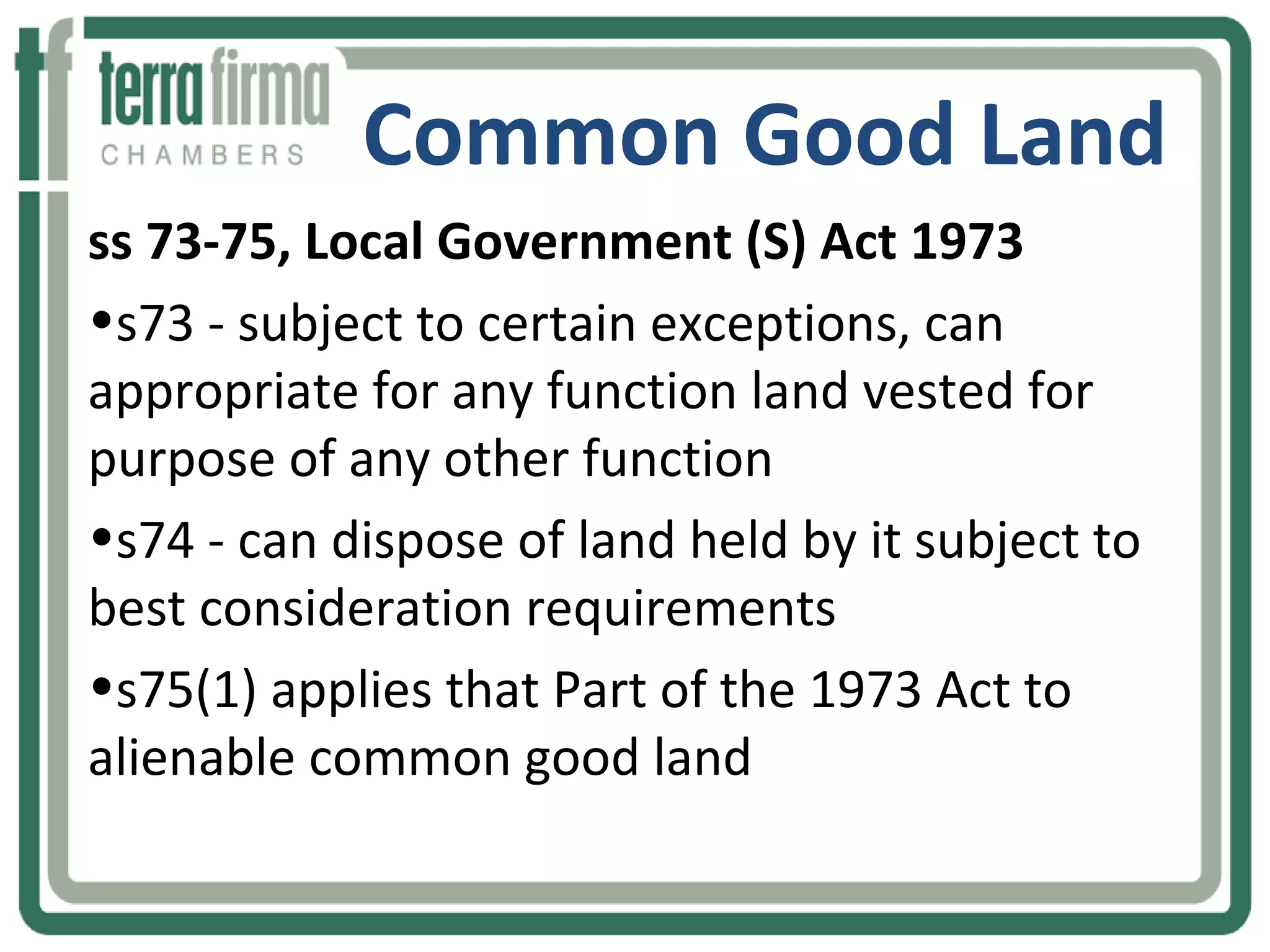 Ownerless land and common good land | PPT