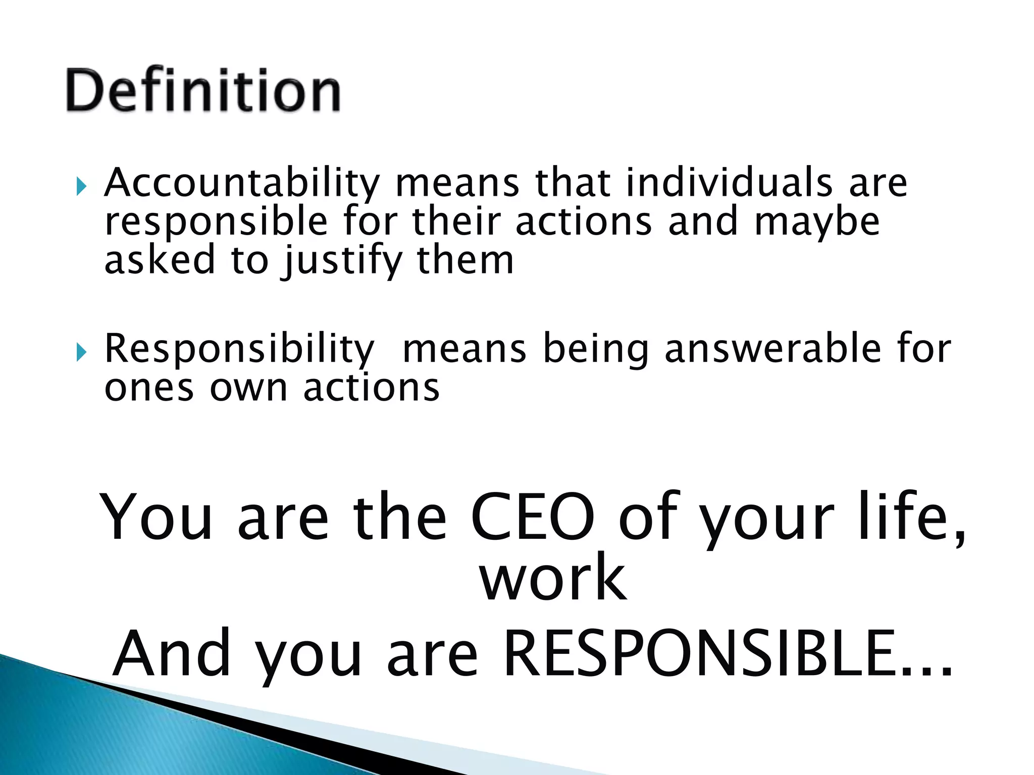 Ownership Accountability Training for mid level staff | PPTX