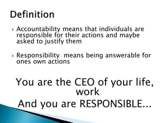 Ownership Accountability Training for mid level staff | PPTX