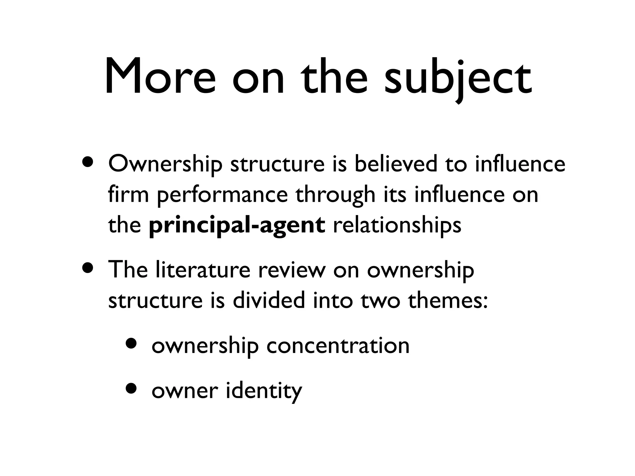 Ownership & Financial Performance Study | PPT