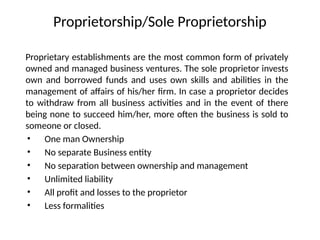 Ownership Structures in entrepreneurship | PPT
