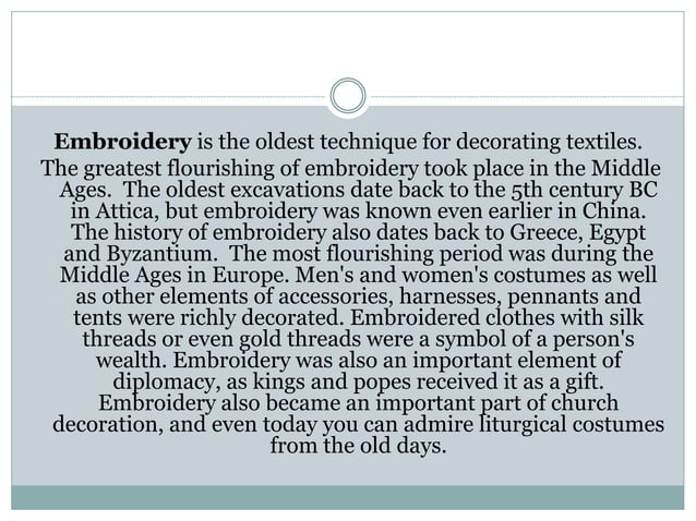 “Own monogram – the art of embroidery” | PPT