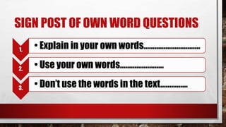 Own words questions | PPTX | Educational Assessment | Education