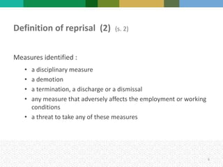 Overview of protection against reprisal regime | PPTX
