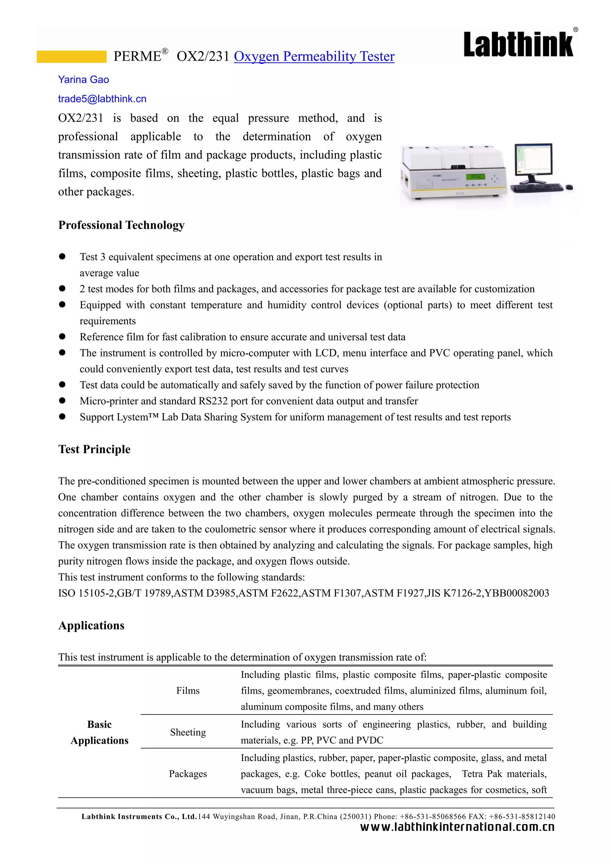 oxygen permeability tester | PDF