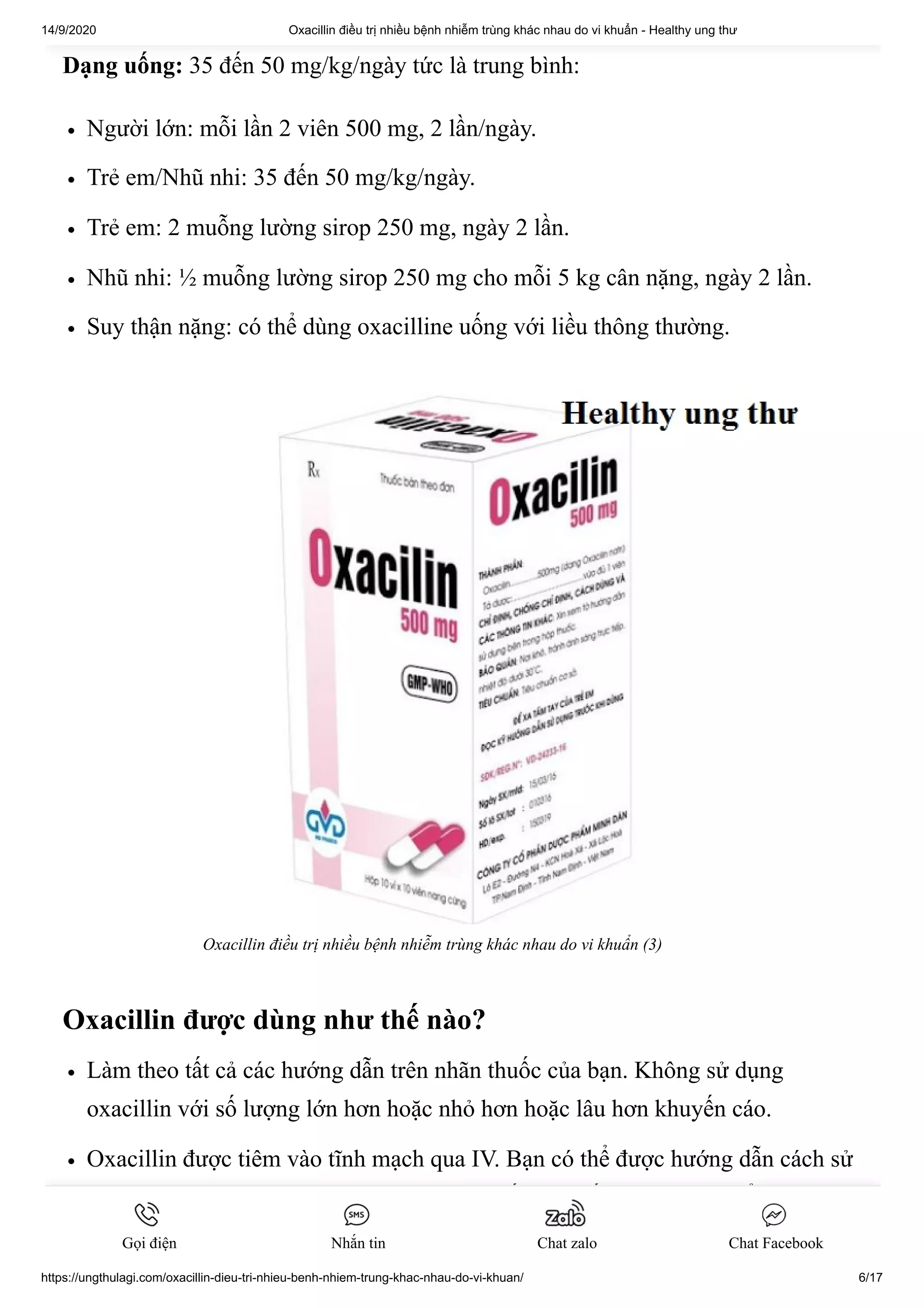 Oxacillin dieu tri nhieu benh nhiem trung khac nhau do vi khuan | PDF