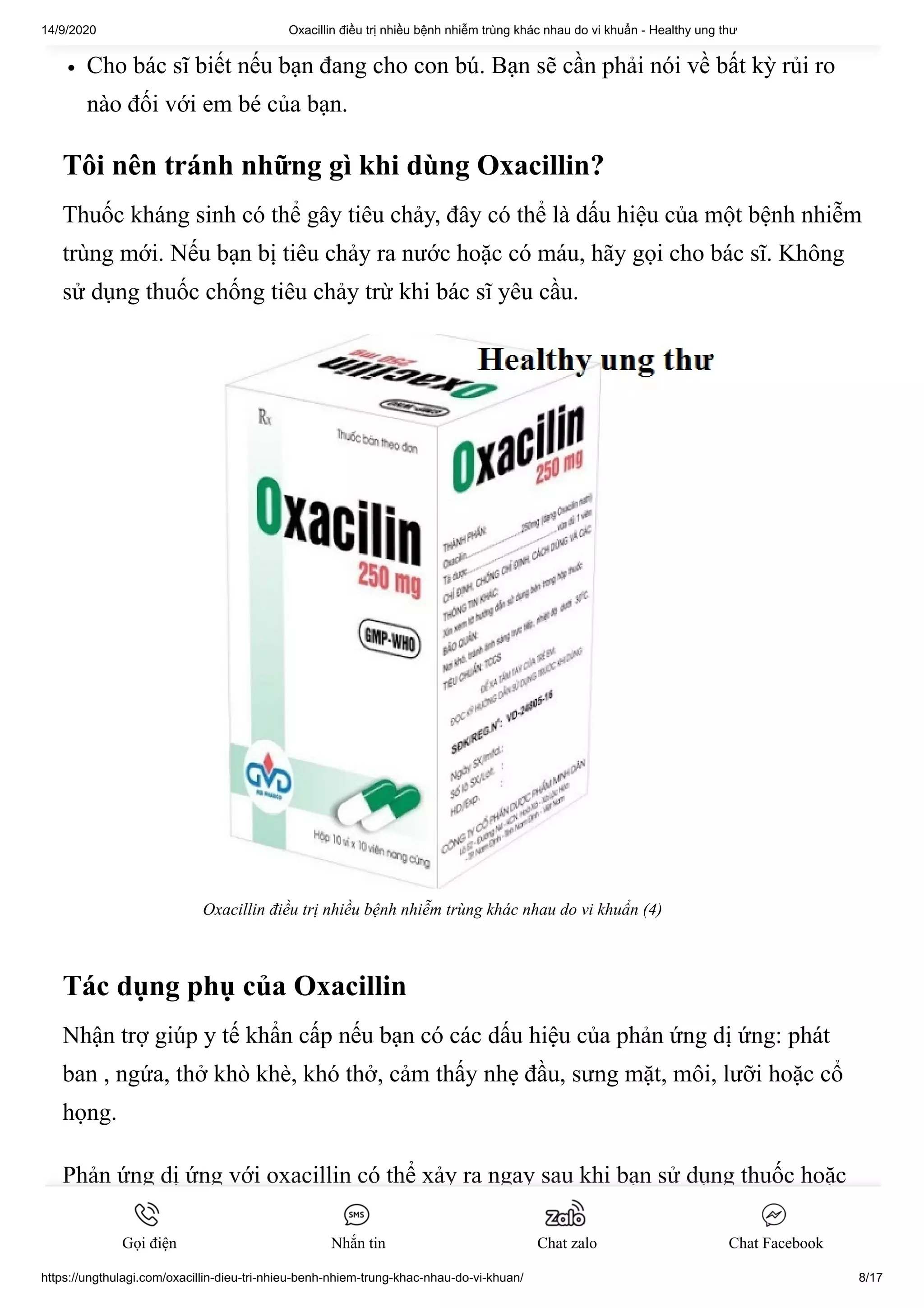 Oxacillin dieu tri nhieu benh nhiem trung khac nhau do vi khuan | PDF