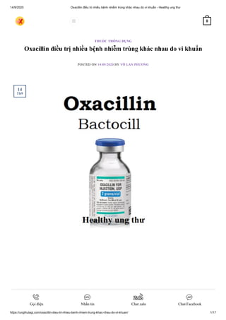 Oxacillin dieu tri nhieu benh nhiem trung khac nhau do vi khuan | PDF