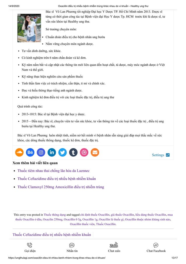 Oxacillin dieu tri nhieu benh nhiem trung khac nhau do vi khuan | PDF