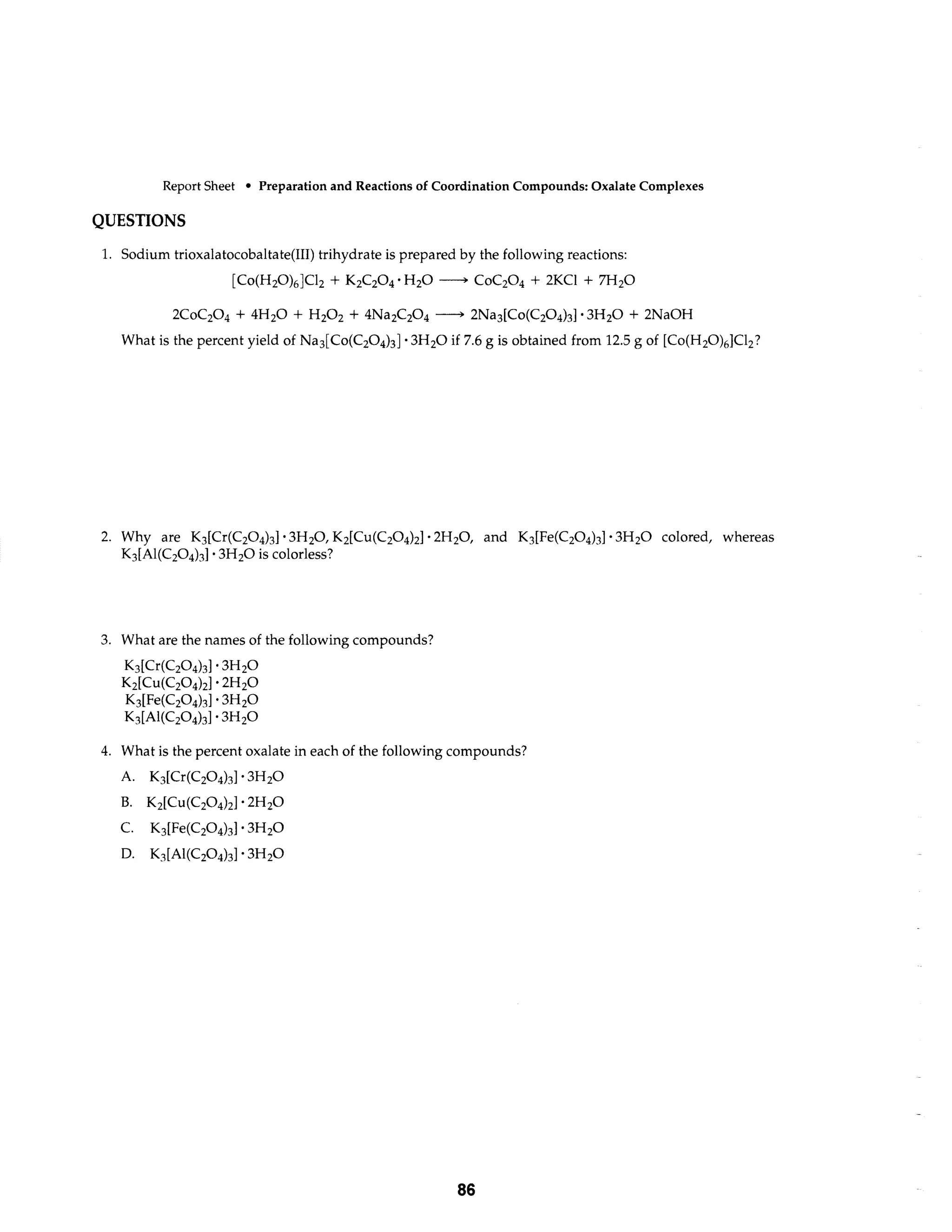 Oxalate complexes | PDF