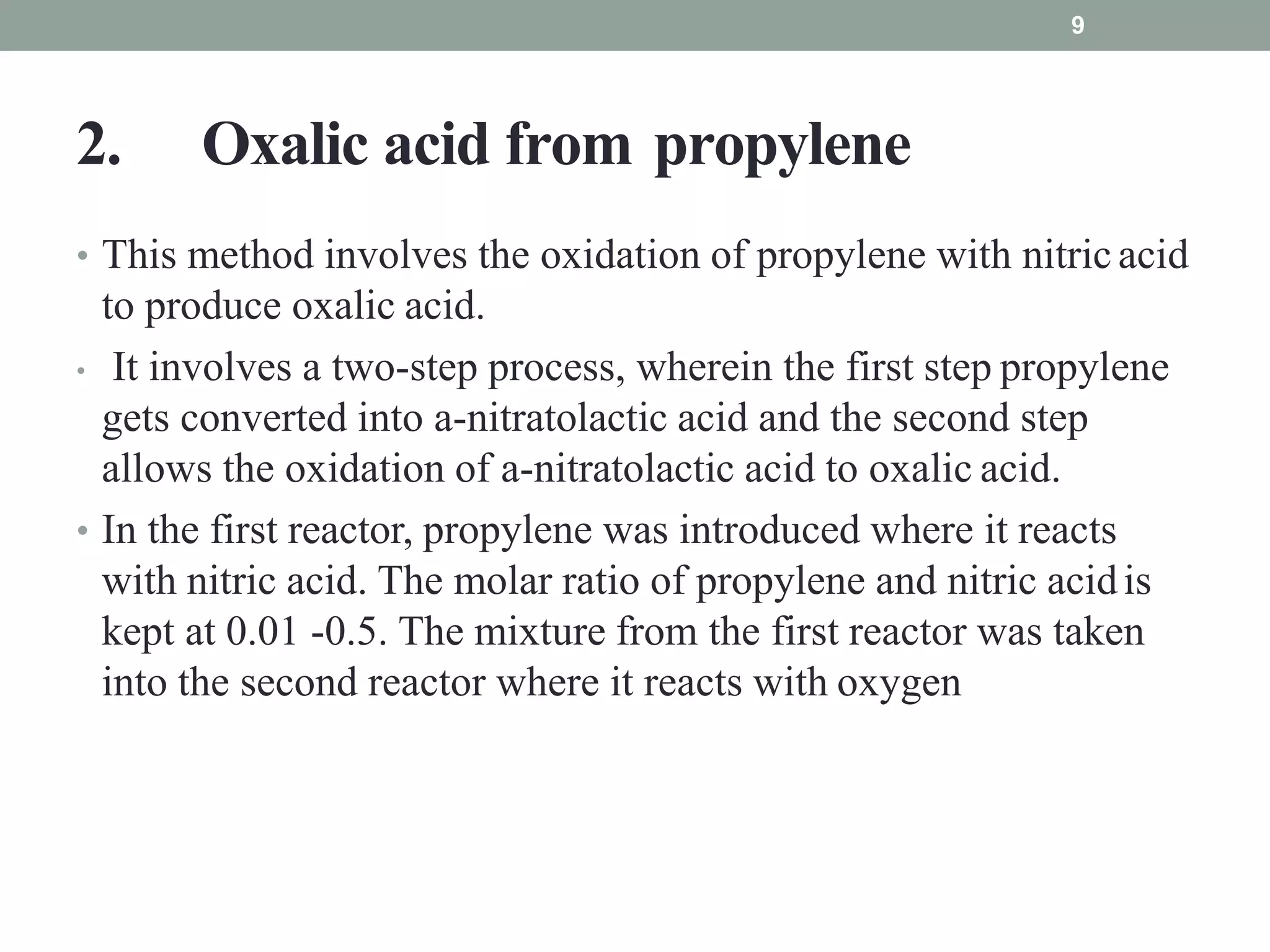 Oxalic acid industrial preparation | PPTX