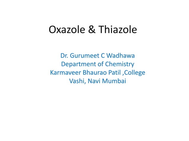 Oxazole | PPTX | Chemistry | Science