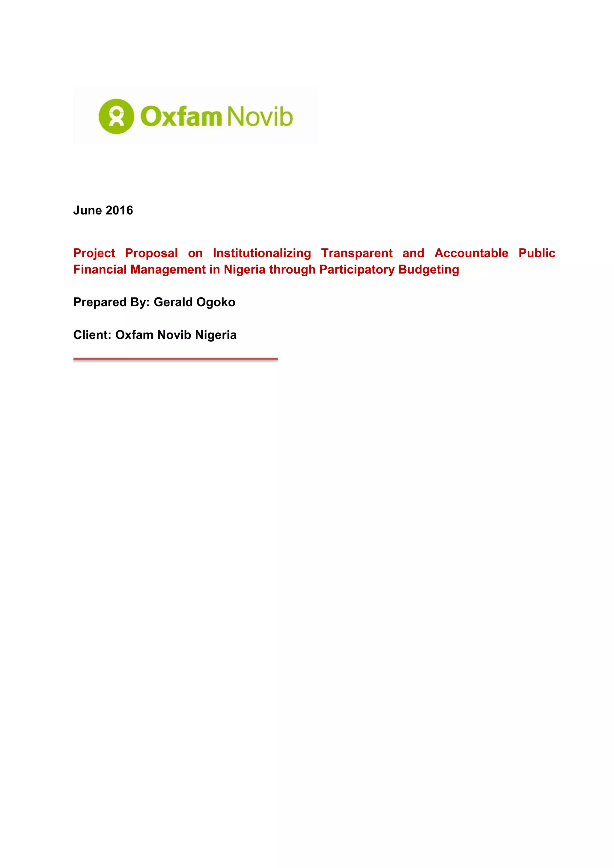 Oxfam nlc proposal final document | PDF
