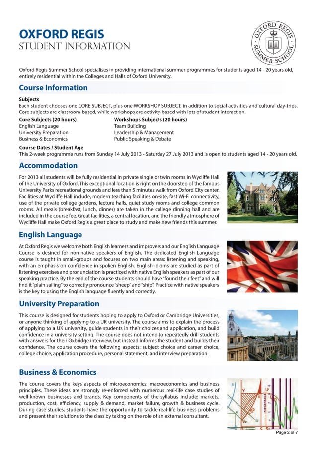 Oxford Summer School Application | PDF