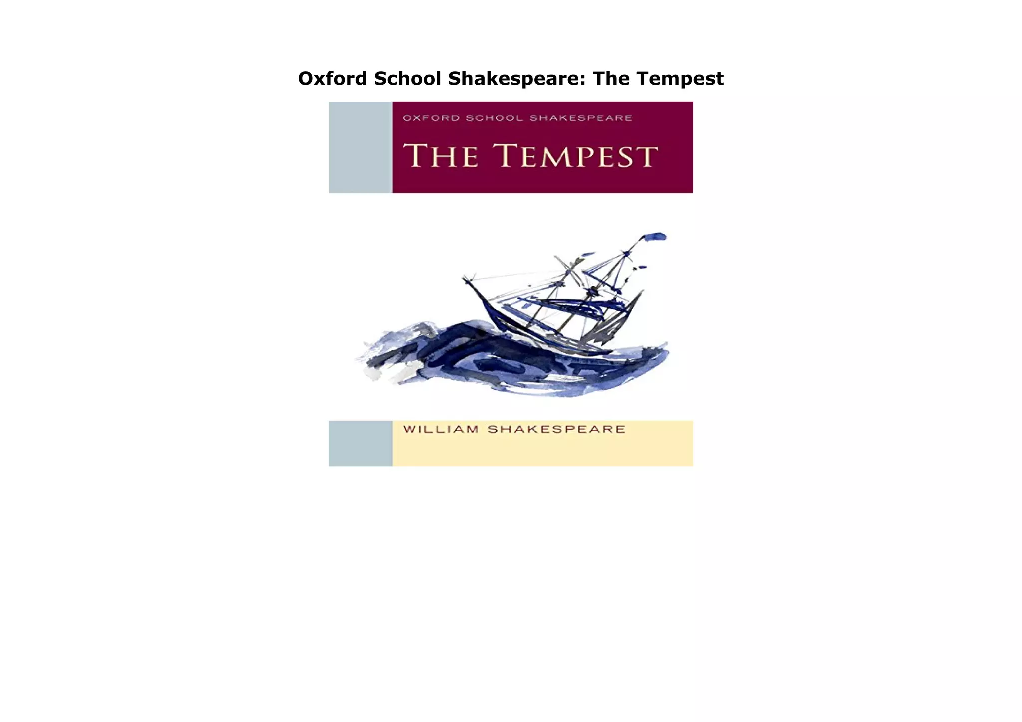 Oxford School Shakespeare: The Tempest | PDF