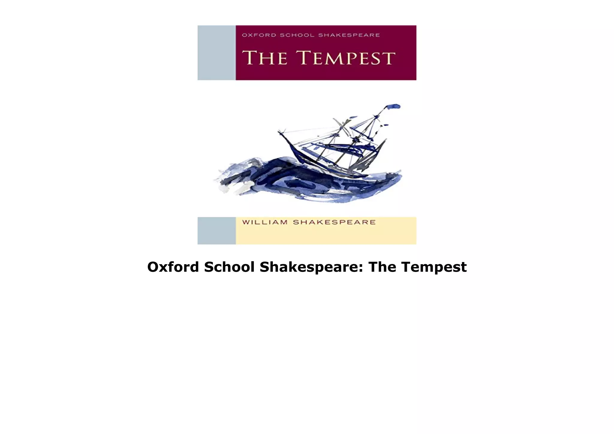 Oxford School Shakespeare: The Tempest | PDF