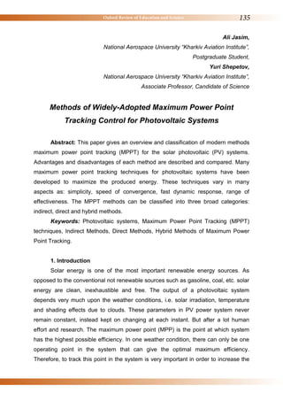 Methods of Widely-Adopted Maximum Power Point Tracking Control for ...