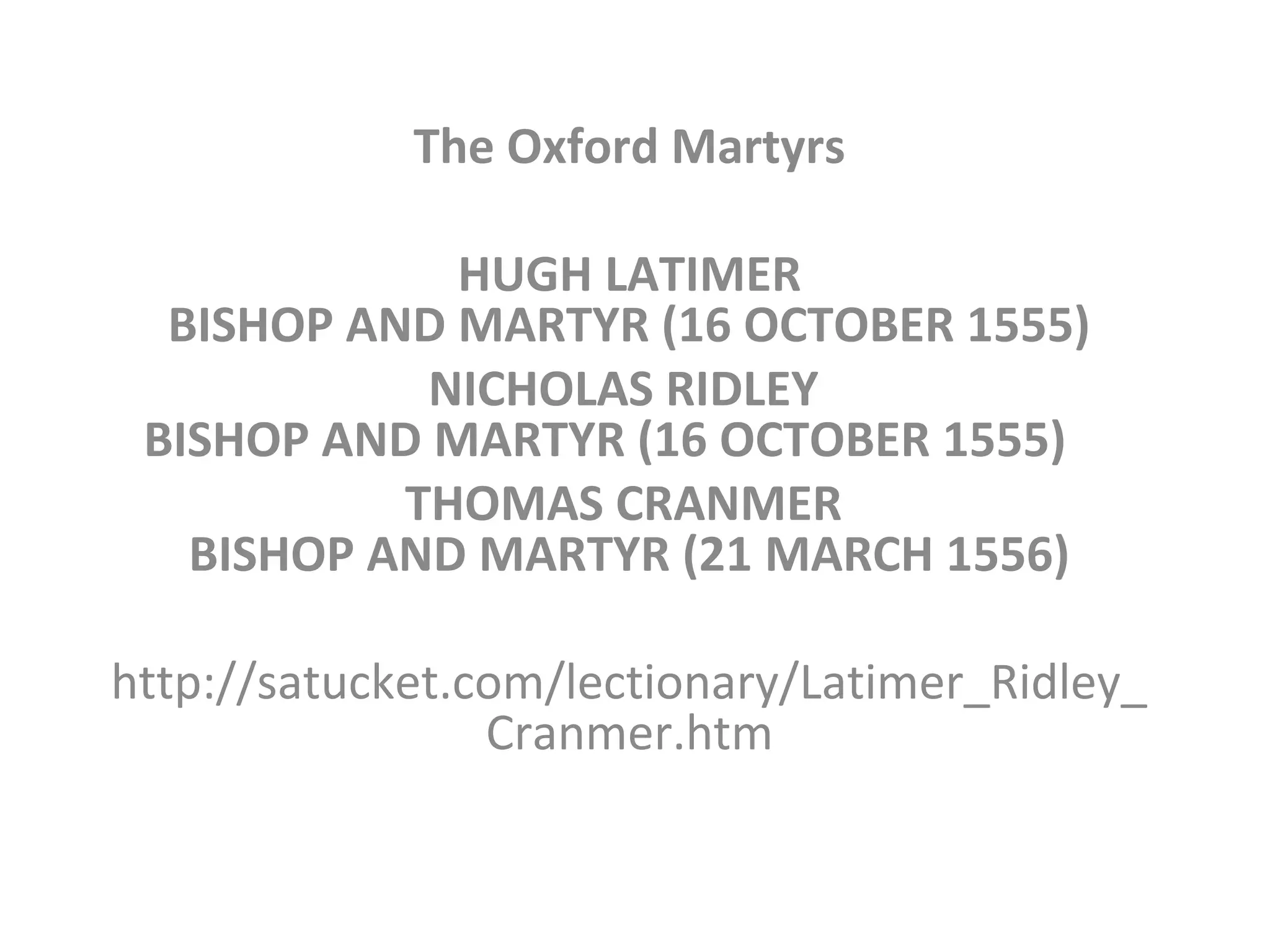 Oxford martyrs | PPT