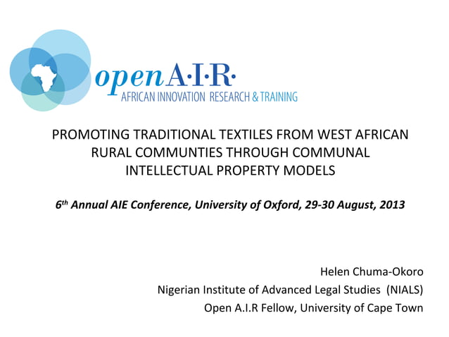 Promoting African Traditional Textiles through Collaborative IP Models ...