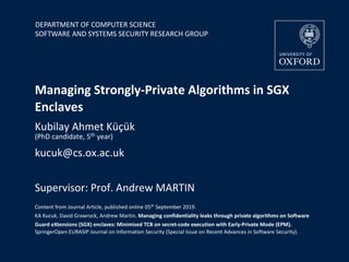 DevDay: Managing Private Algorithms in SGX Enclaves, University of Oxford | PPT