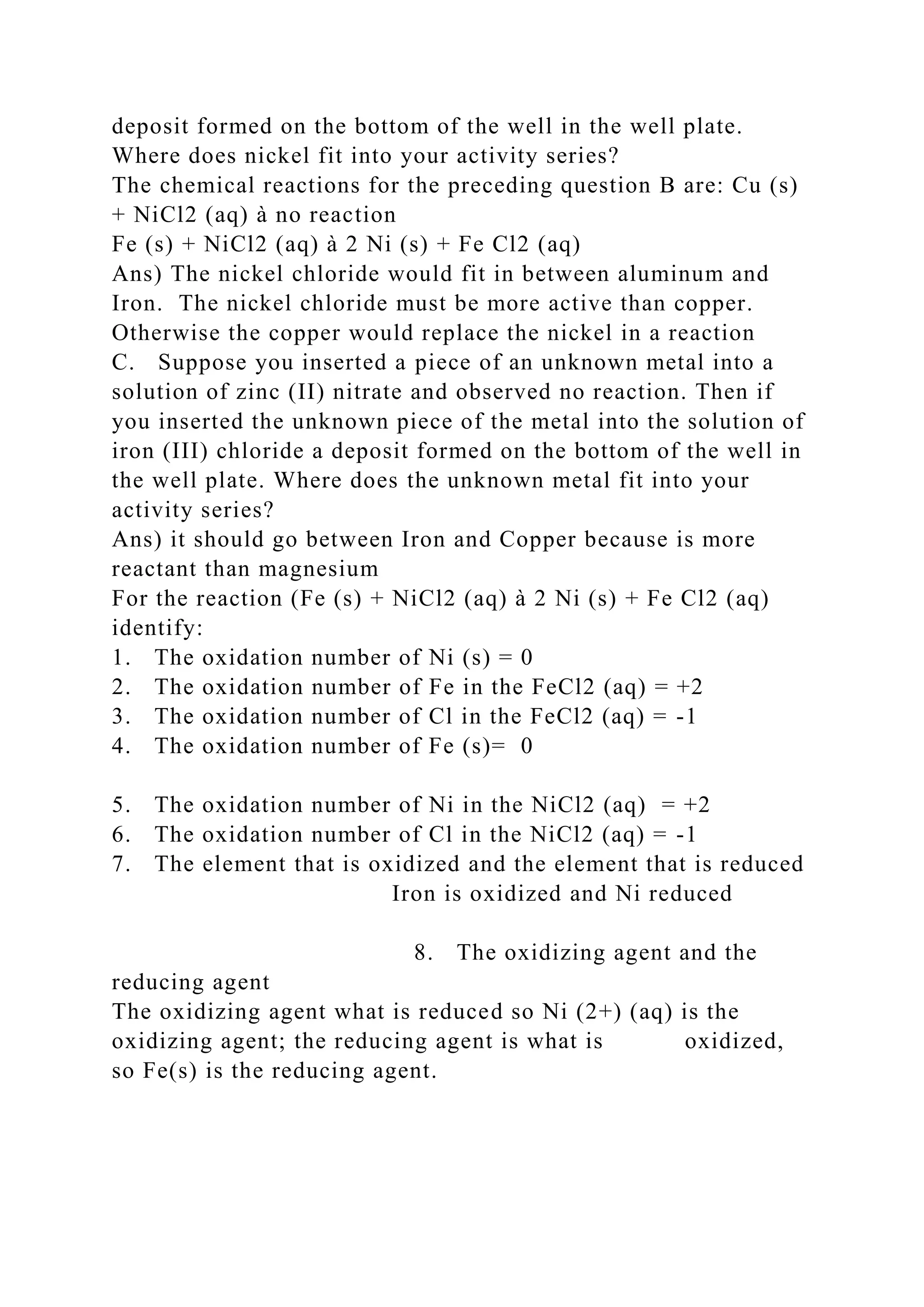 Oxidation-Reduction Activity SeriesPeter Jeschofnig, Ph.D..docx