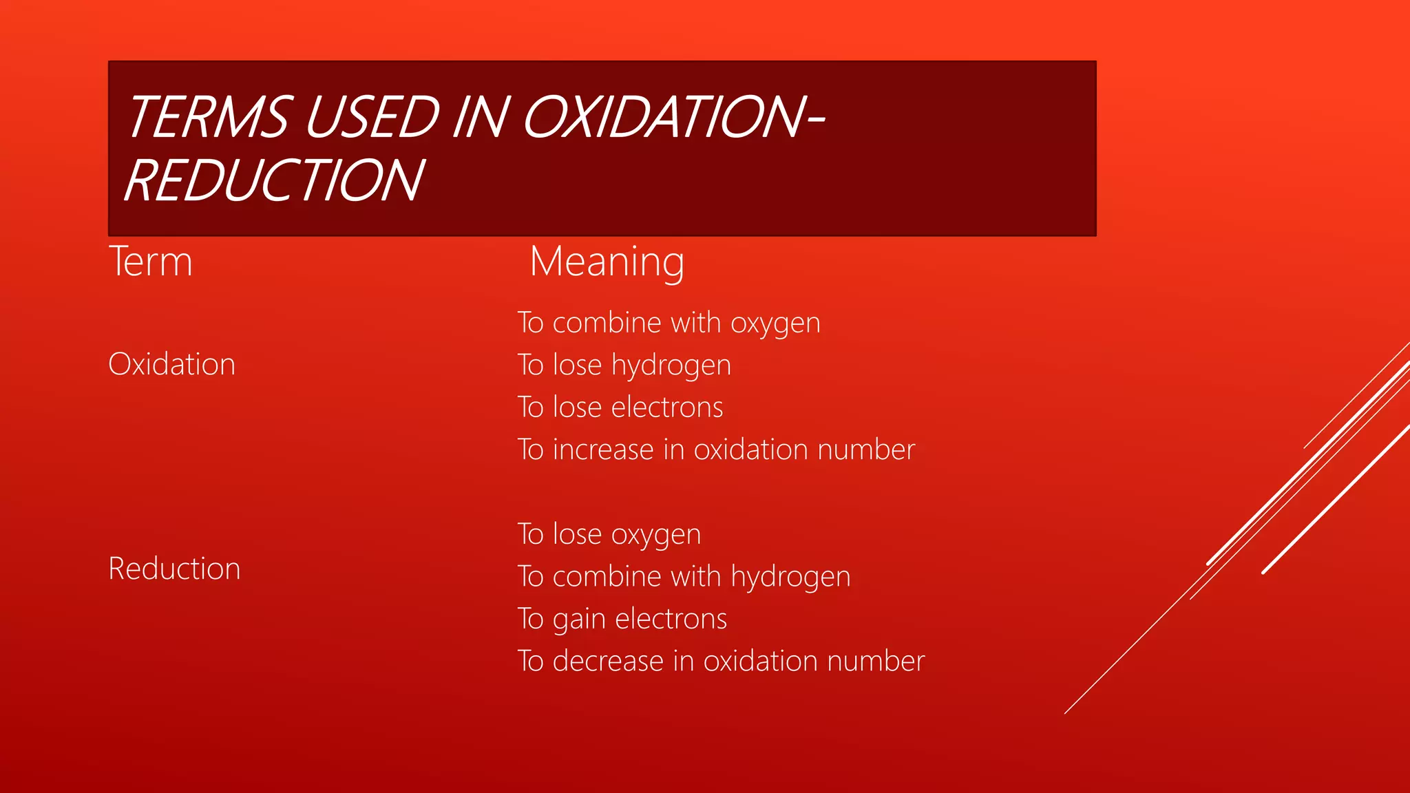 Oxidation reduction reaction | PPTX