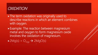 Oxidation reduction reaction | PPTX